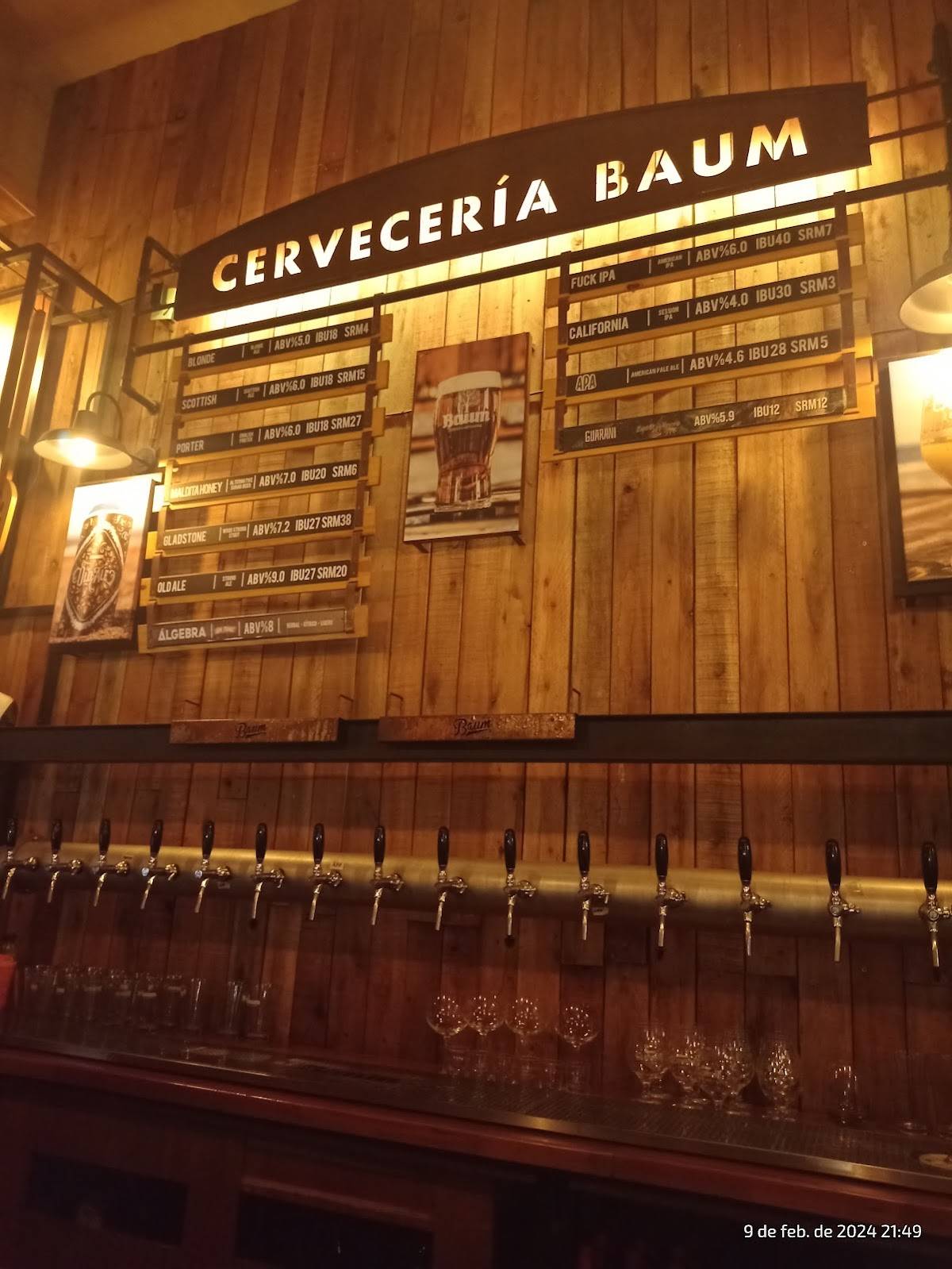 Carta del pub y bar Baum Parque Patricios, Buenos Aires