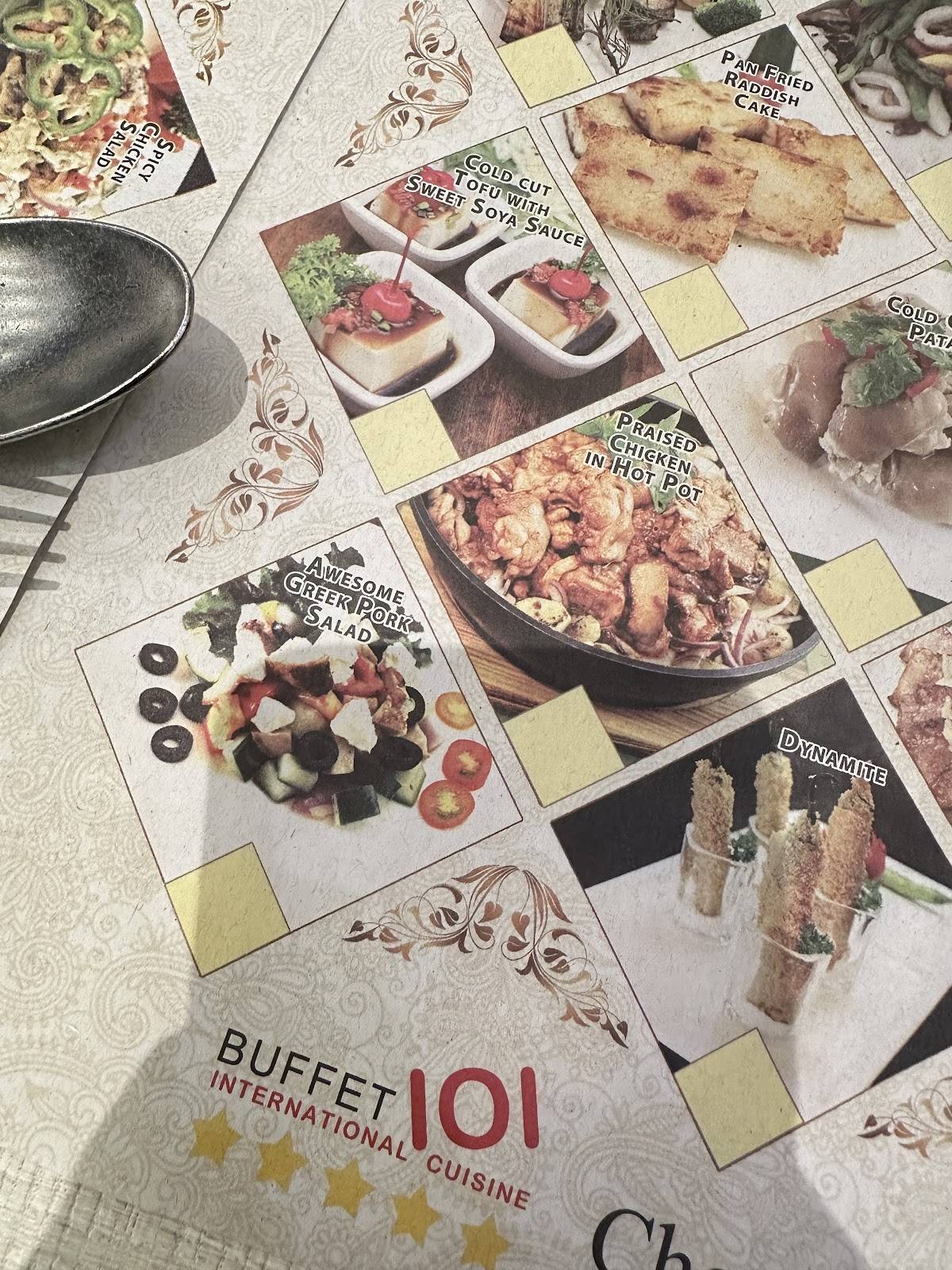 Menu at Buffet 101 restaurant, Pasay, Bldg K