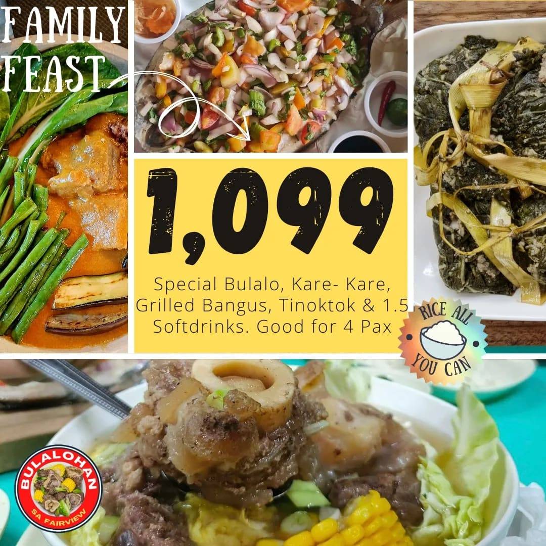 Menu at Bulalohan sa Fairview restaurant, Quezon City
