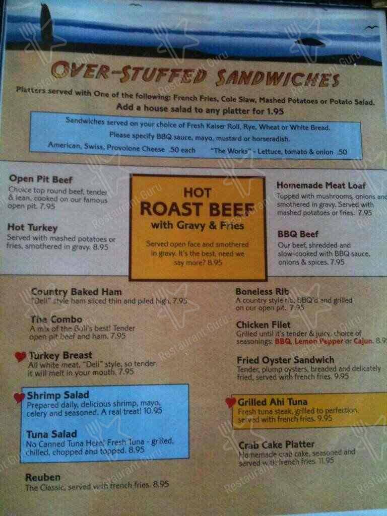 Menu at Bull on the Beach pub & bar, Ocean City, 17 94th St