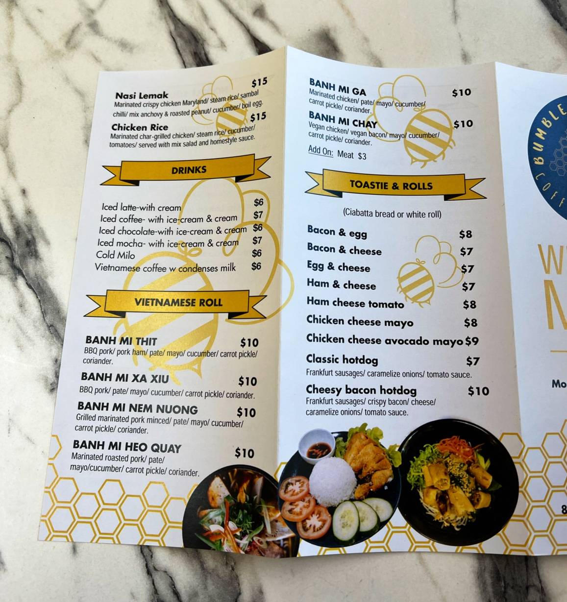 Menu at Bumble Bee's Cafe & Lunchbar, Perth