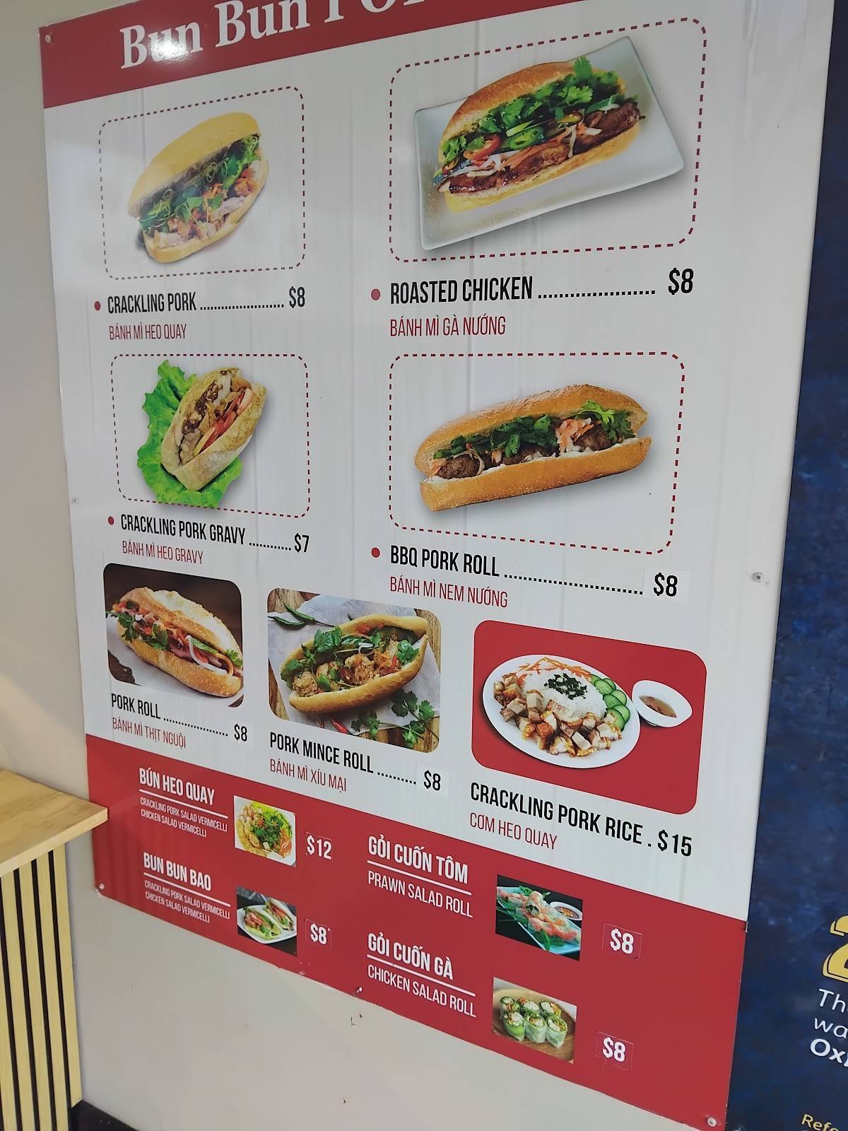 Menu at Bun Bun Pork Roll restaurant, Darra
