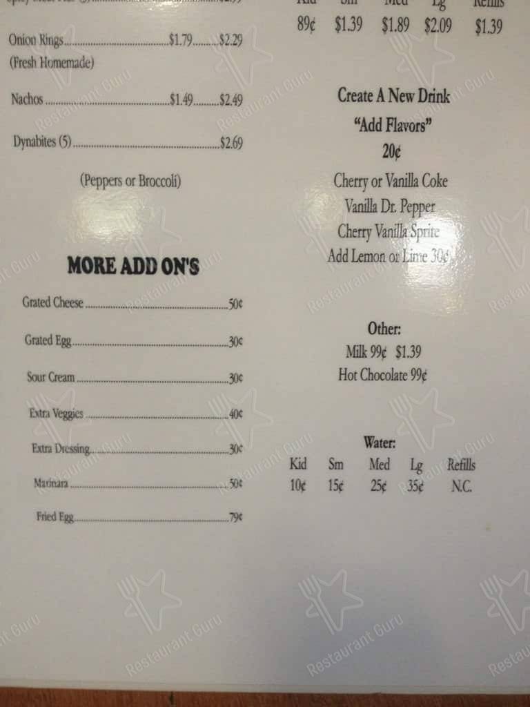 Menu at Burger Zone fast food, Crowley