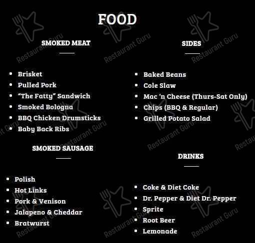 Menu at BurnCo Barbeque, Tulsa