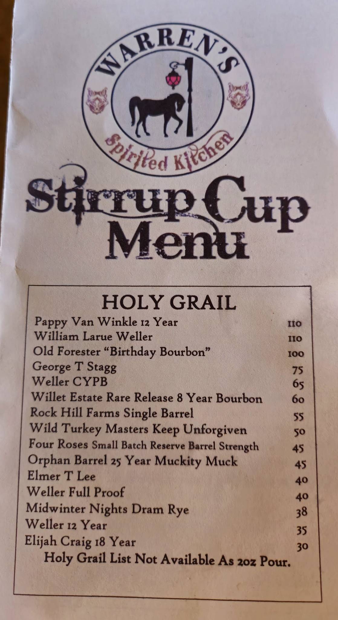 Menu at Warren's Spirited Kitchen pub & bar, Burton