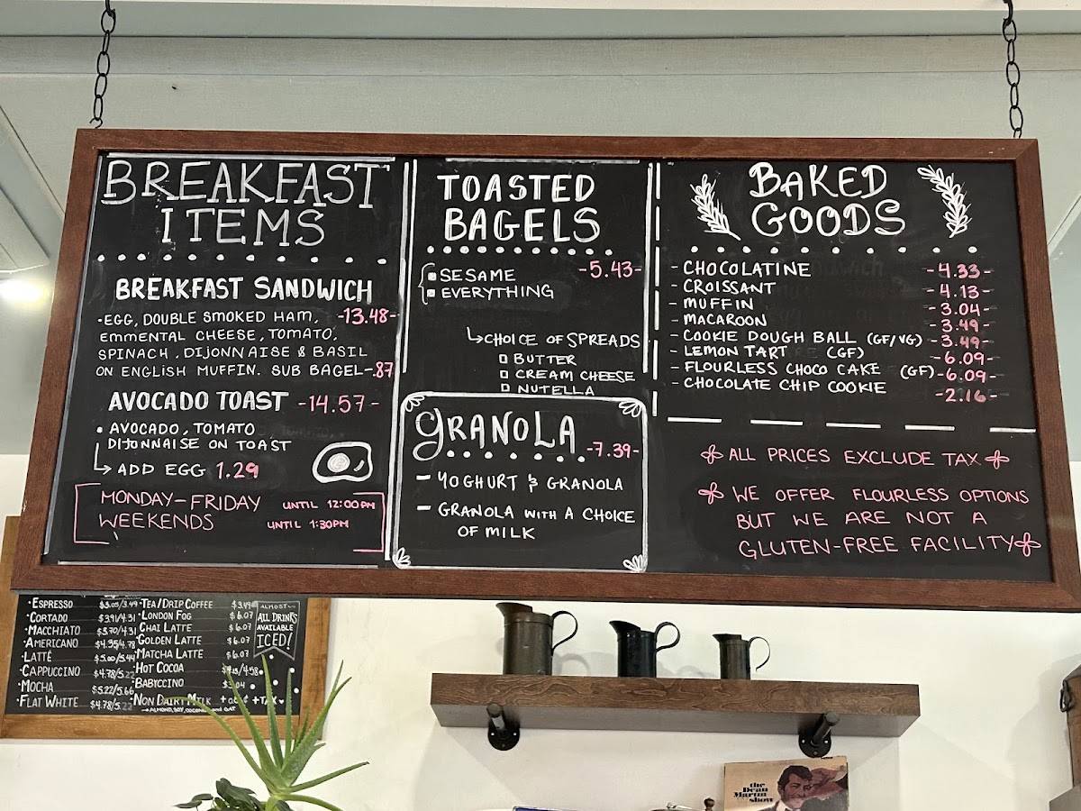 Menu at CAFÉ LARA, Halifax