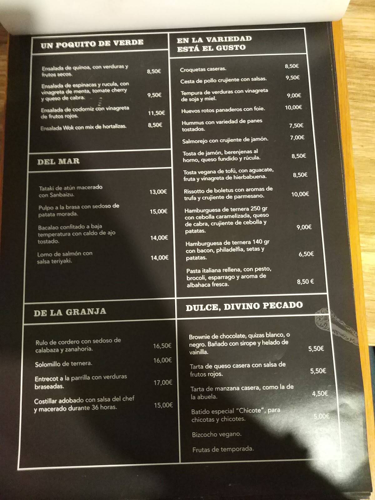 Carta de CHICOTE cocktail restaurant., Mota del Cuervo
