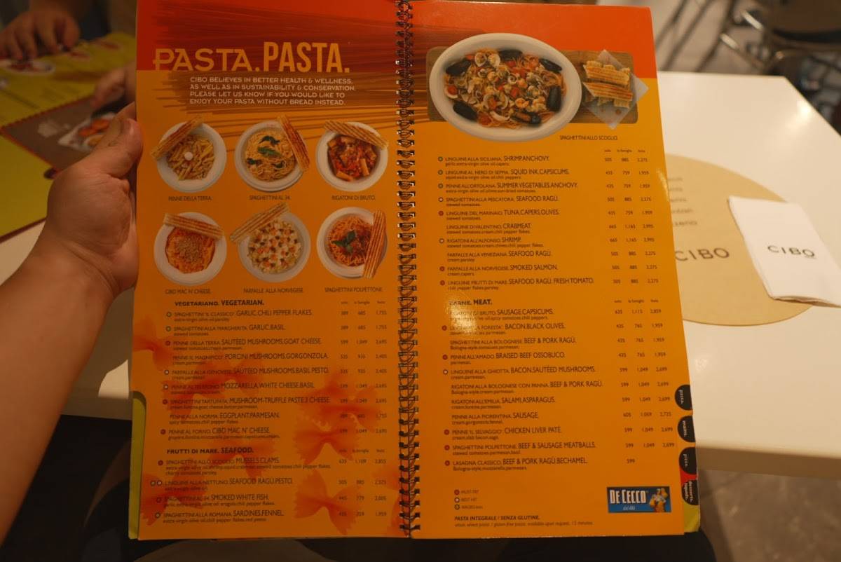 Menu at CIBO - Greenbelt 5 restaurant, Makati, 2F