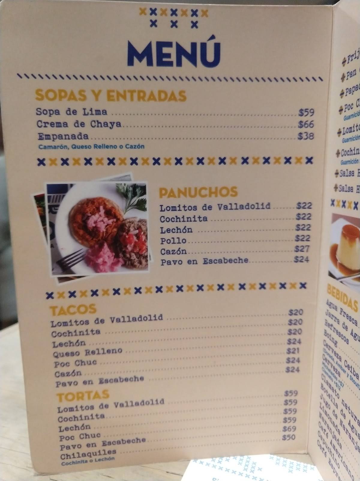 Carta del restaurante Cobá Fonda Yucateca, Nápoles, Ciudad del México ...