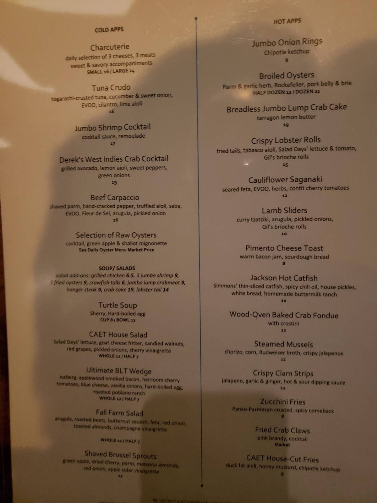 Menu at Caet [seafood I oysterette] pub & bar, Ridgeland, Highland ...