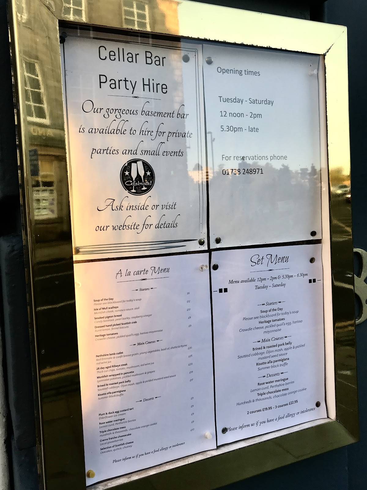 Menu at Café 80 restaurant, Perth