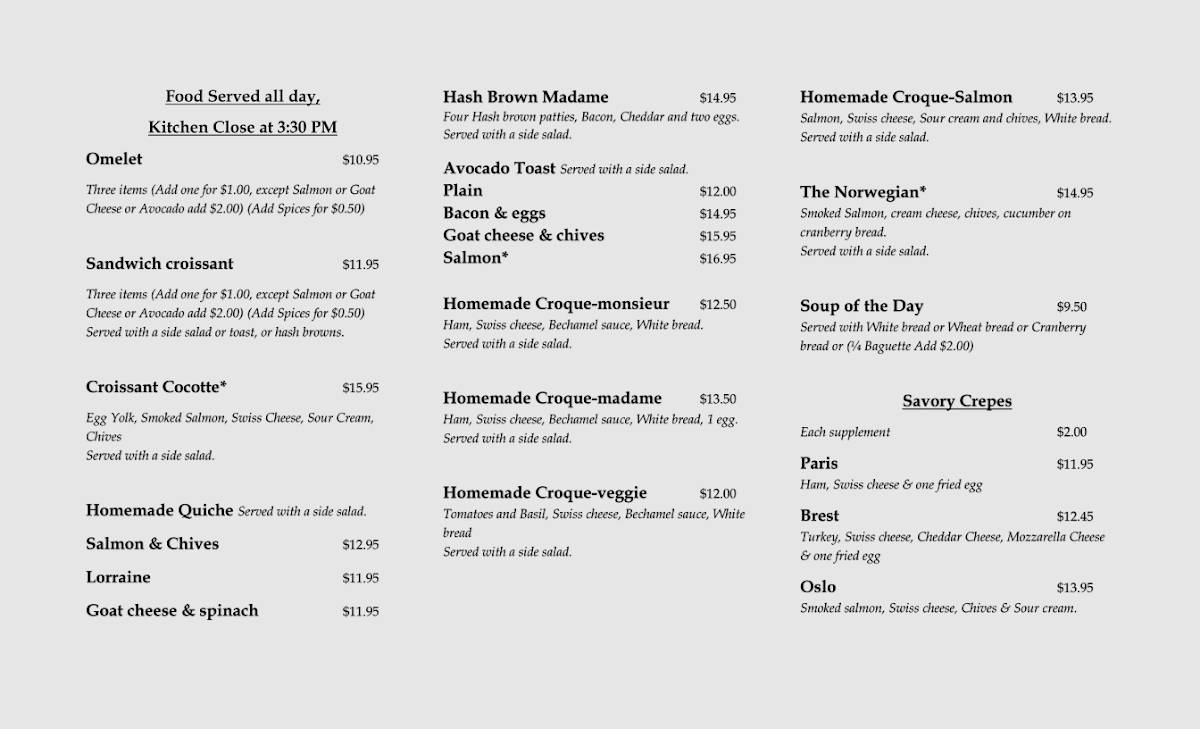Menu at Cafe 906, Orlando