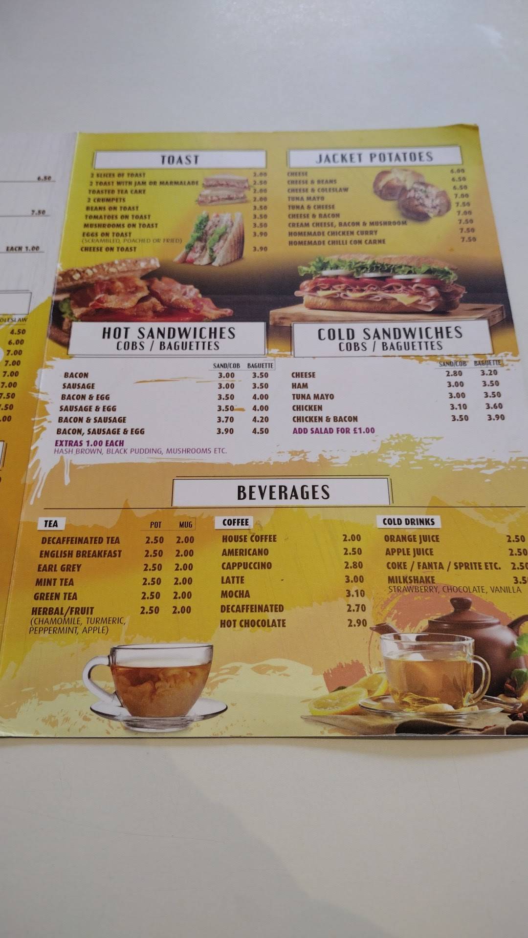 Menu at Cafe 94, Nottingham, 94 High Rd