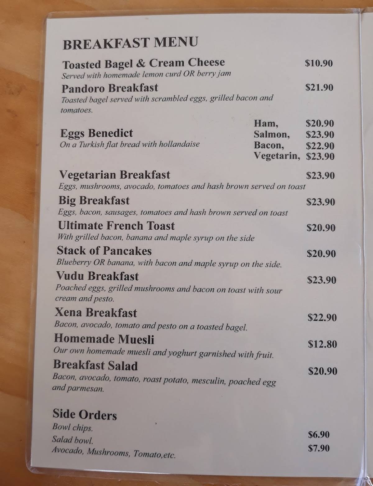 Menu at Blossoms Cafe, Riverhead