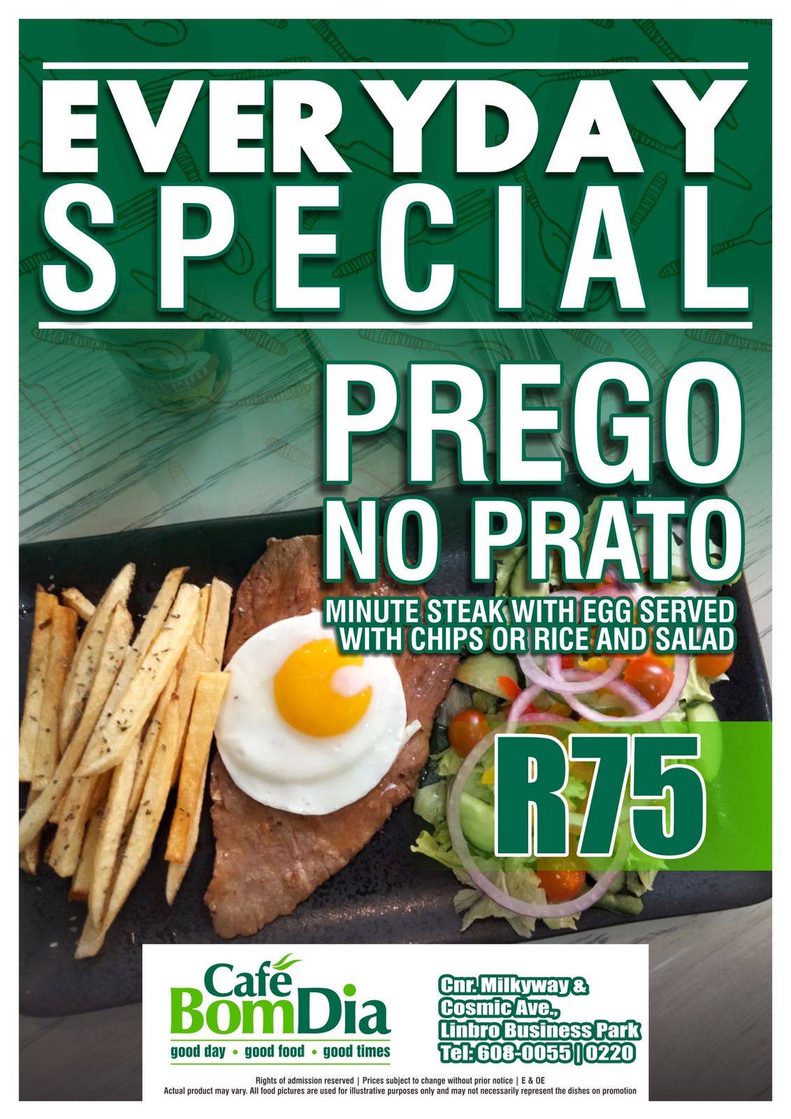 Menu at Cafe Bom Dia, Sandton, Cnr milkyway and