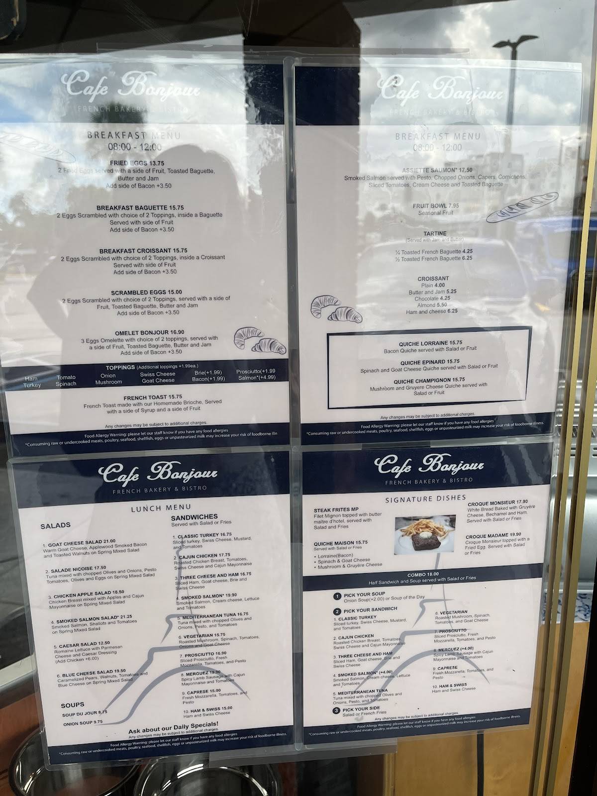 Menu at Cafe Bonjour, South Miami, S Dixie Hwy