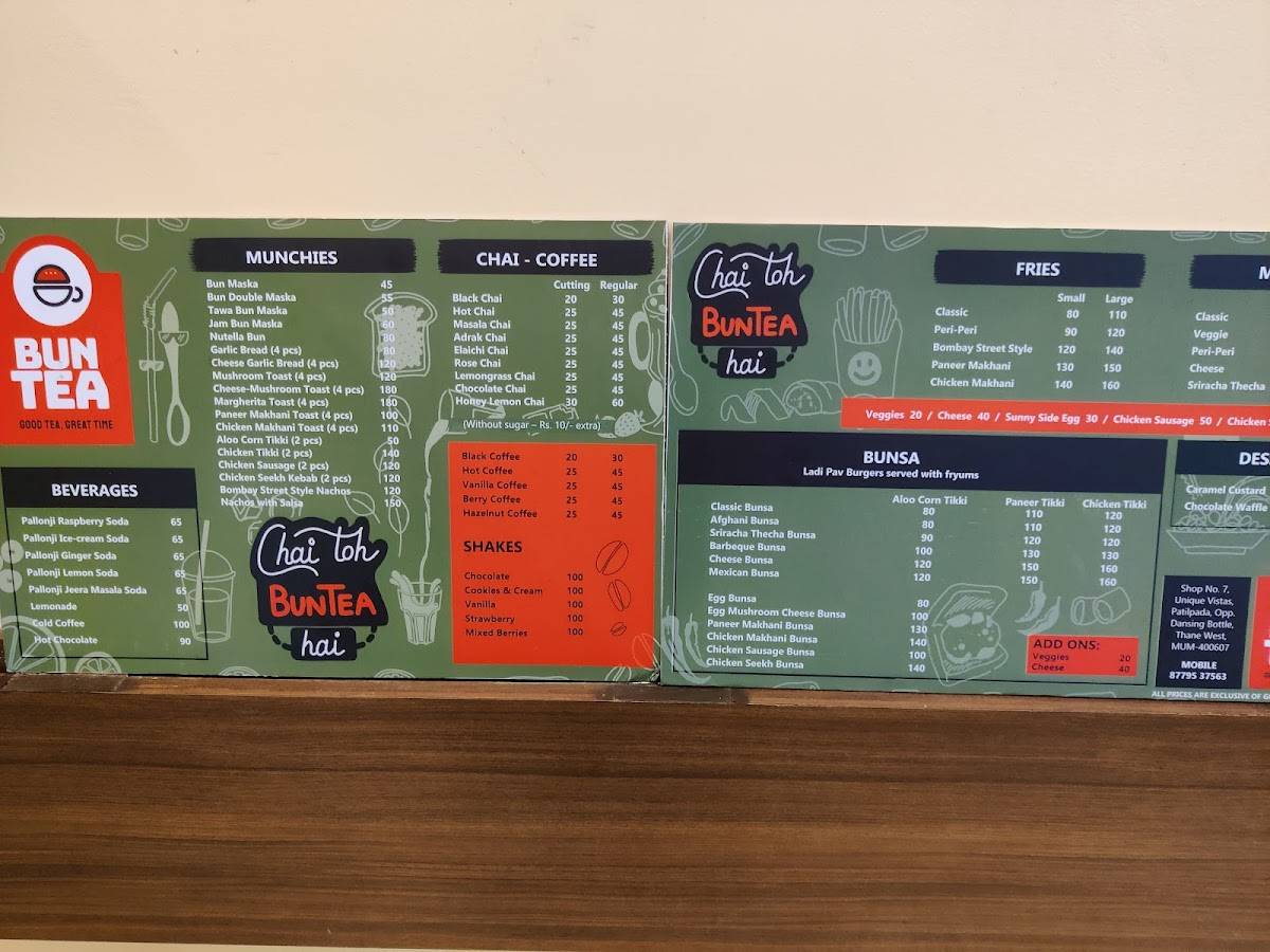Menu at Cafe BunTea, Thane