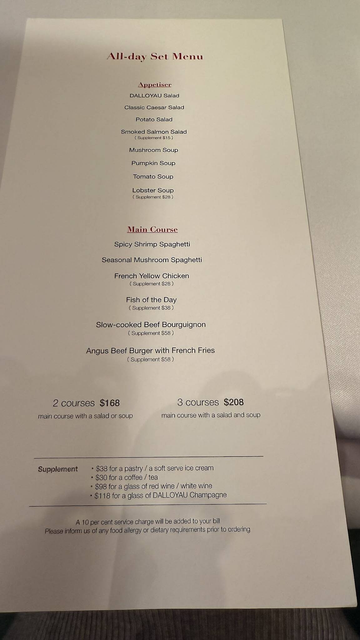Menu at Café Landmark cafe, Hong Kong, Shop 107 - 108
