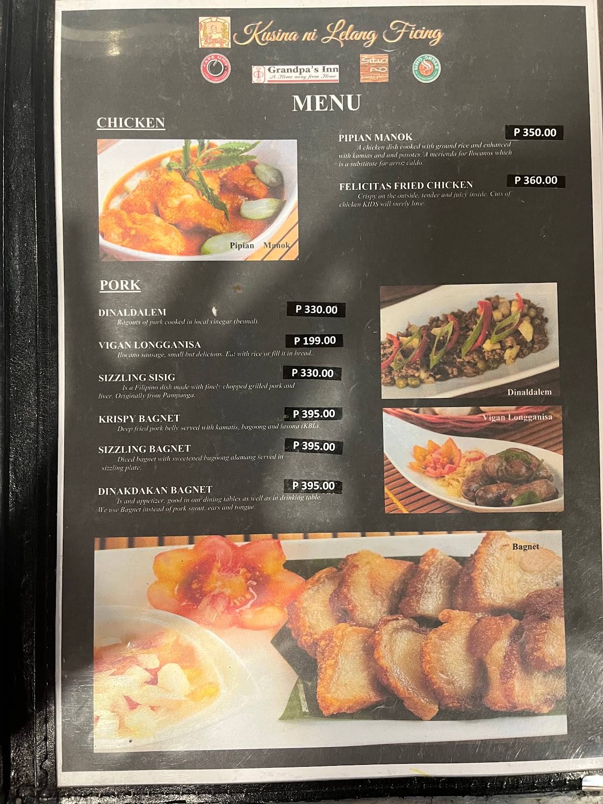 Menu at Cafe Uno Vigan, Vigan City, Grandpa's Inn