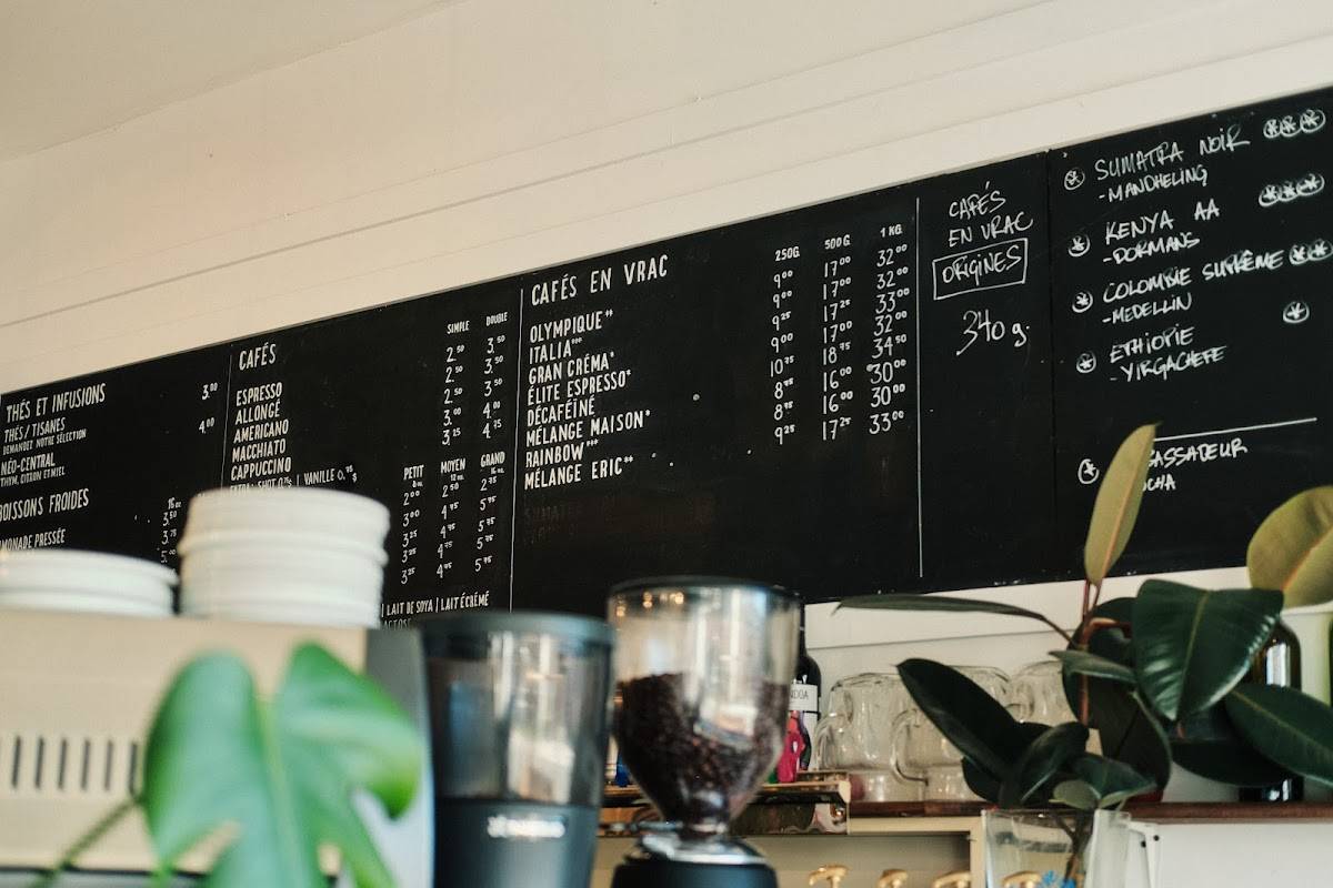 Menu au Café Central, Montréal
