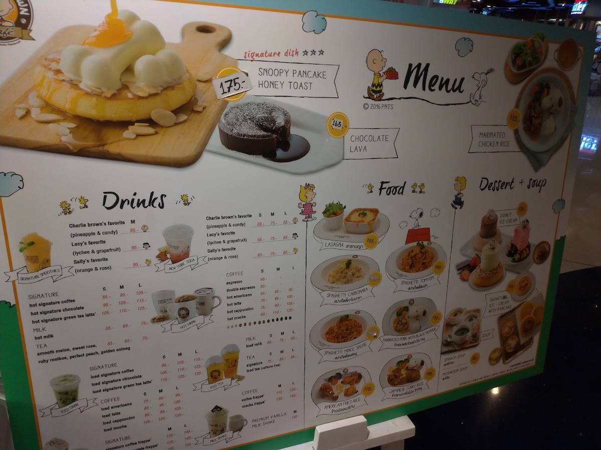 Menu at Charlie Brown Café cafe, Bangkok, ชั้น 7 MBK Rama I Rd
