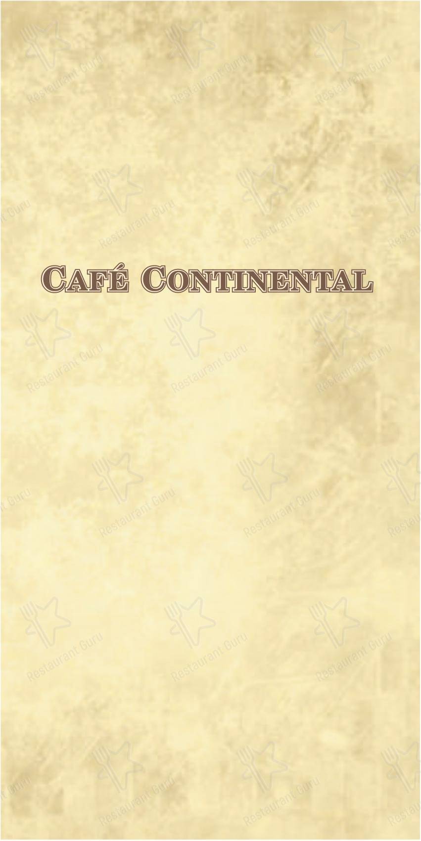 Menu at Cafe Continental, Gourock, 40 Kempock St