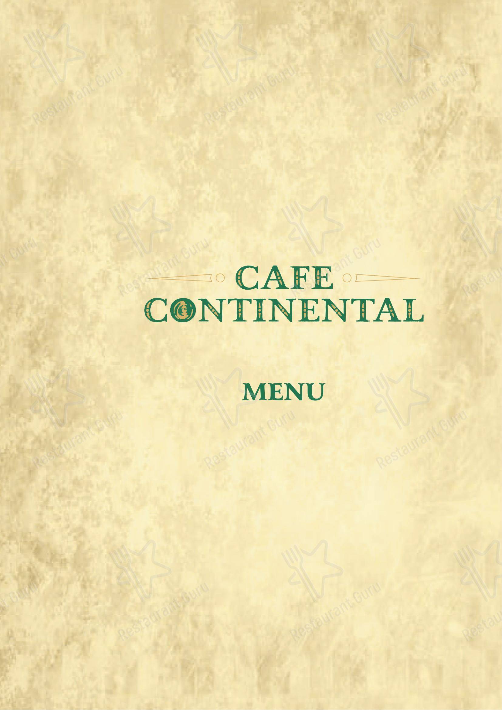 Menu at Cafe Continental, Gourock, 40 Kempock St
