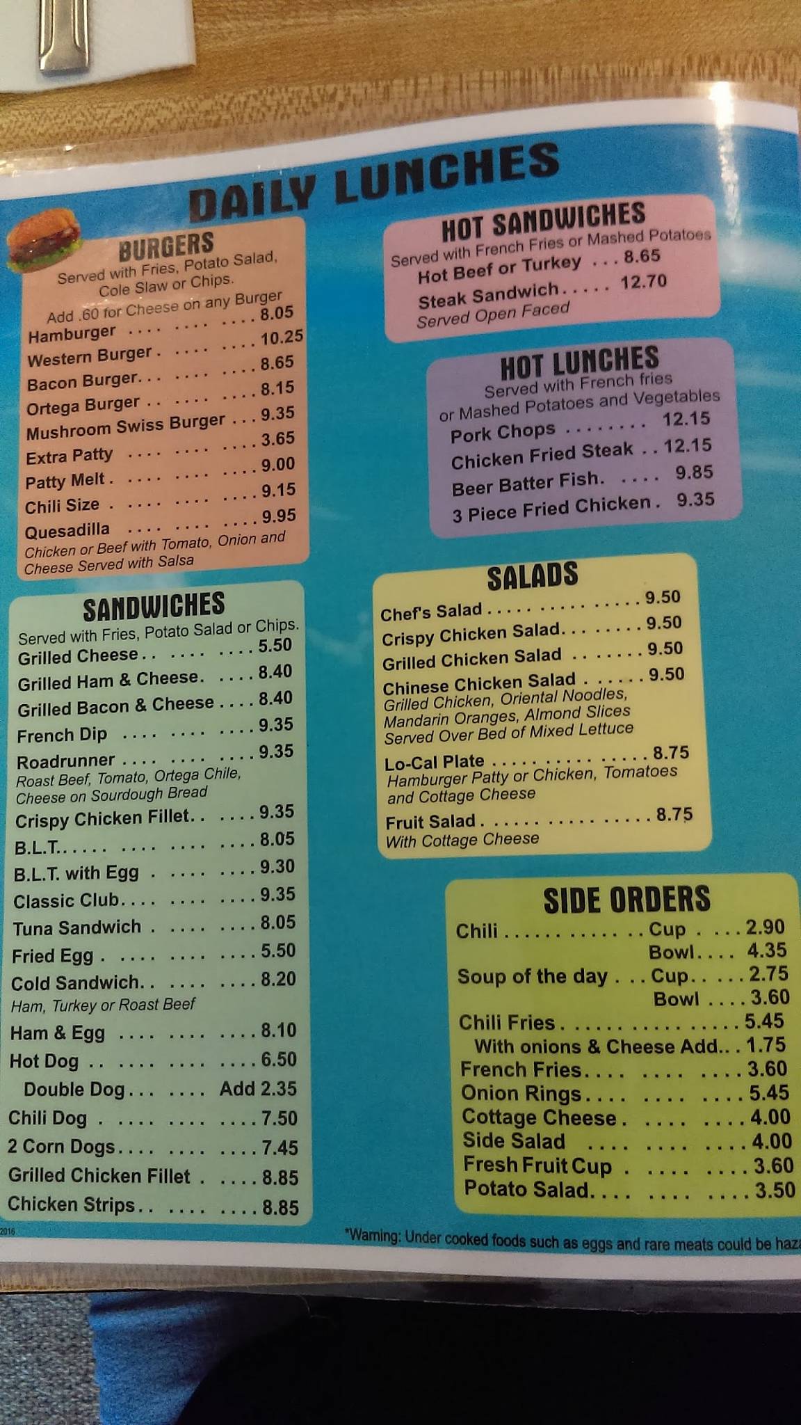 Menu at Early Bird Coffee Shop cafe, Parker