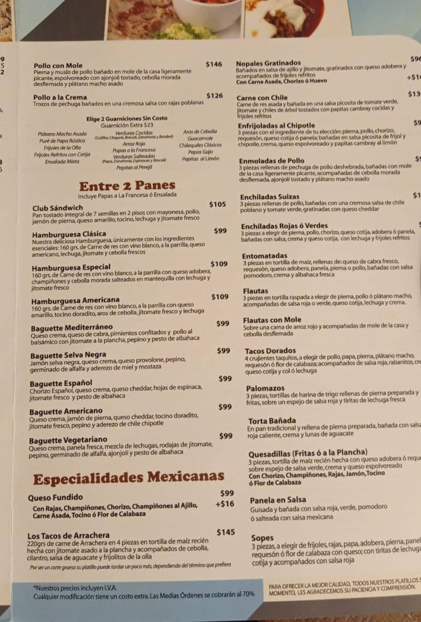 Carta de Café El Colibrí, Zapopan, Av. de Las Fuentes 68