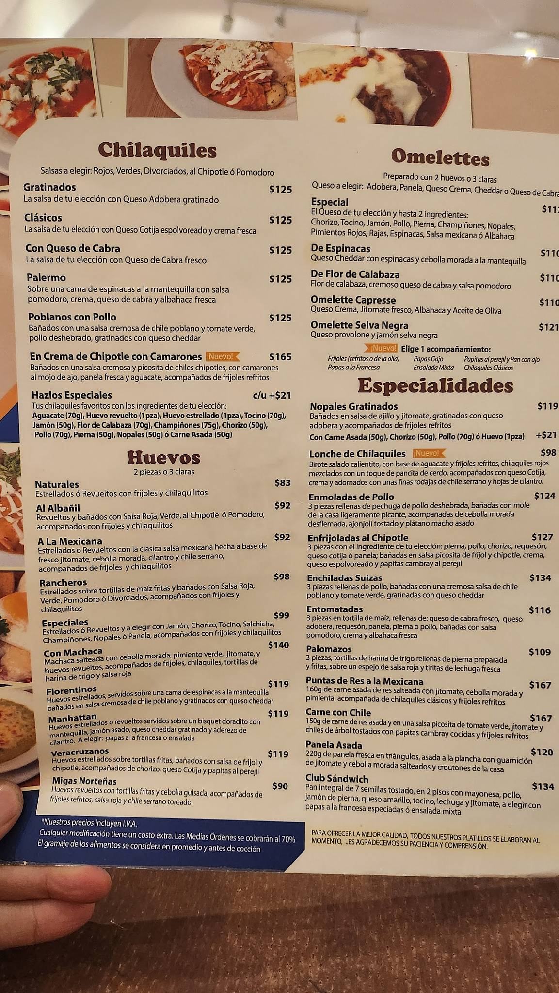 Menu at Café El Colibrí, Zapopan, Av. de Las Fuentes 68