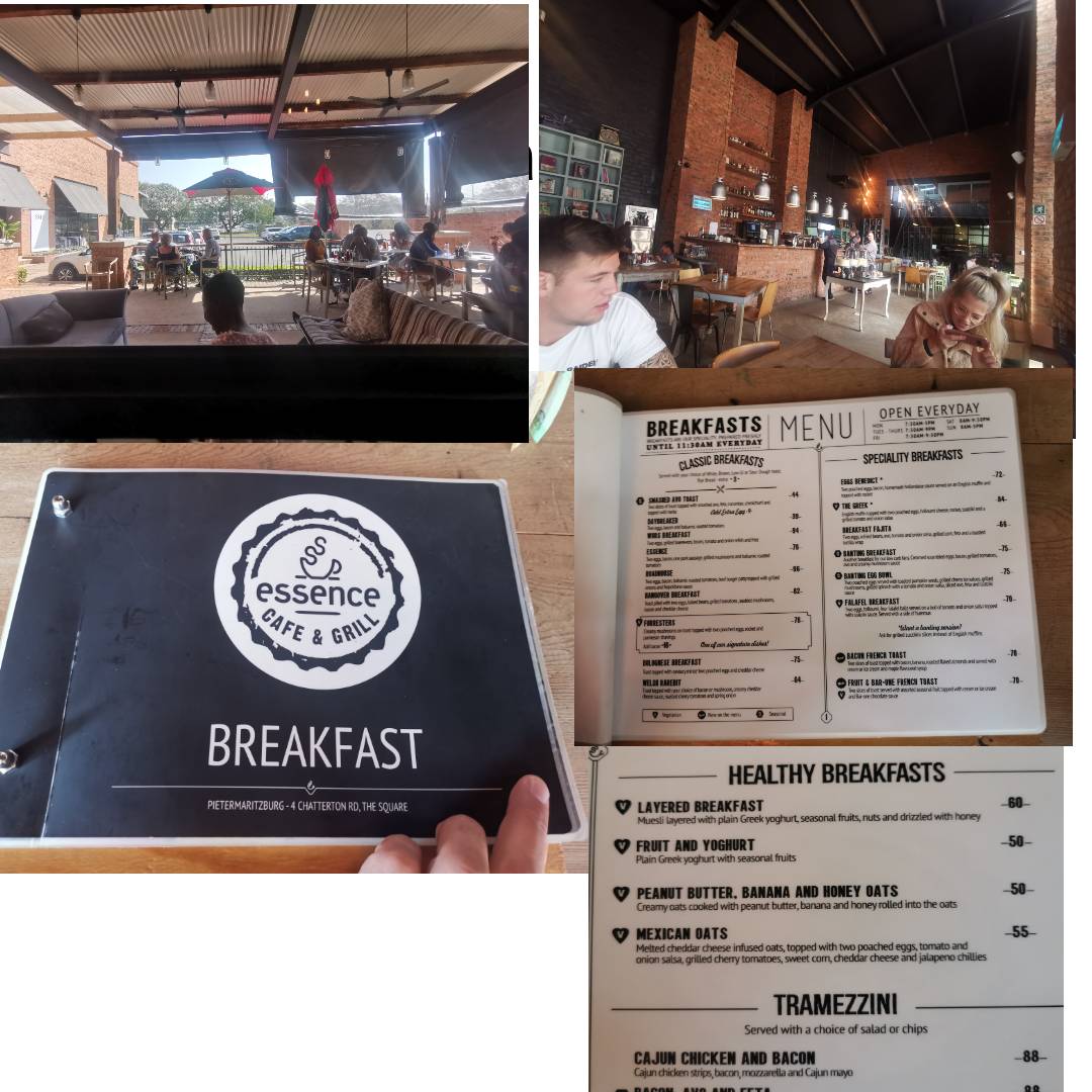 Menu at Essence. restaurant, Pietermaritzburg