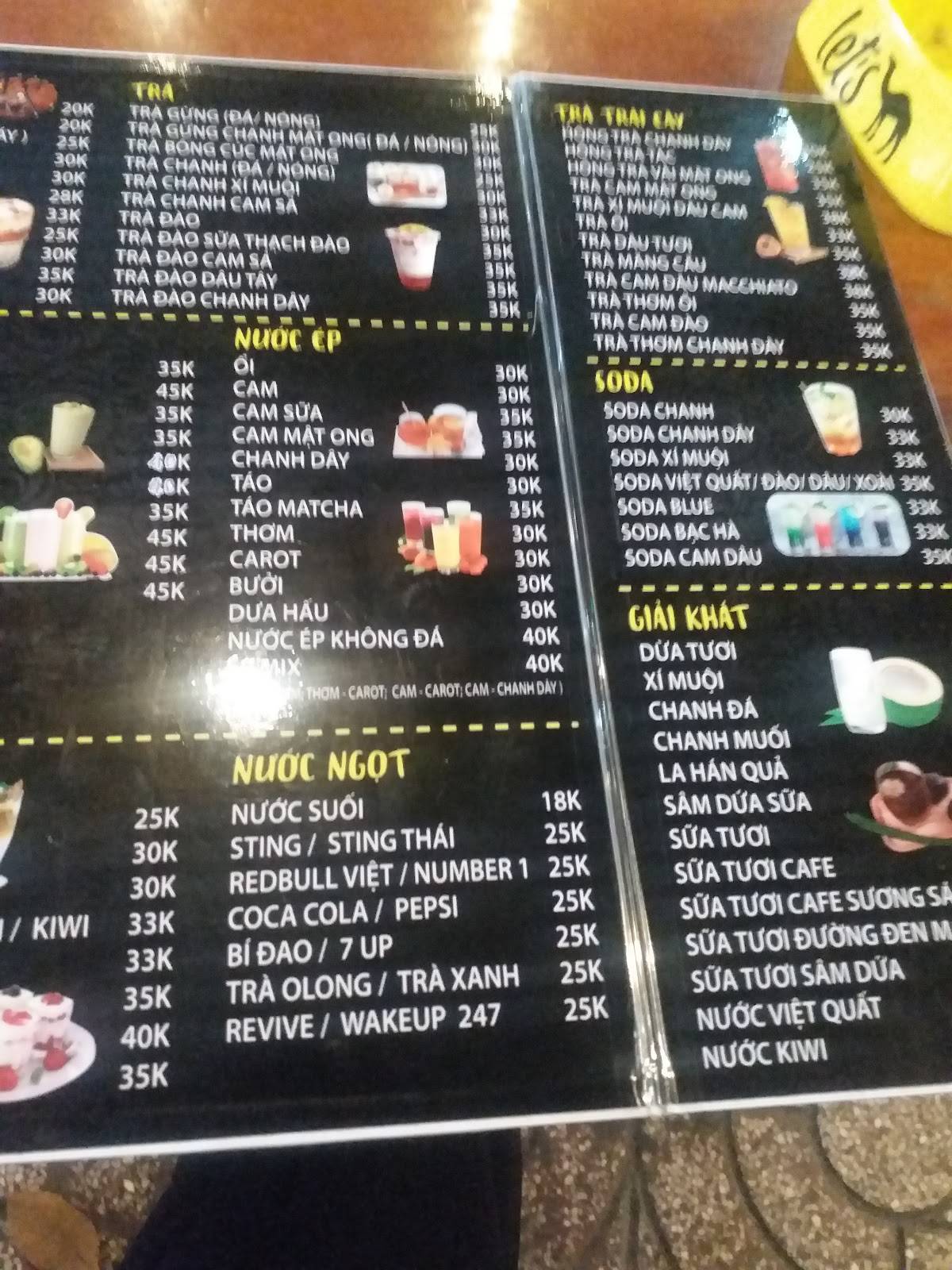 Menu at Cafe Góc Nắng, Ho Chi Minh City