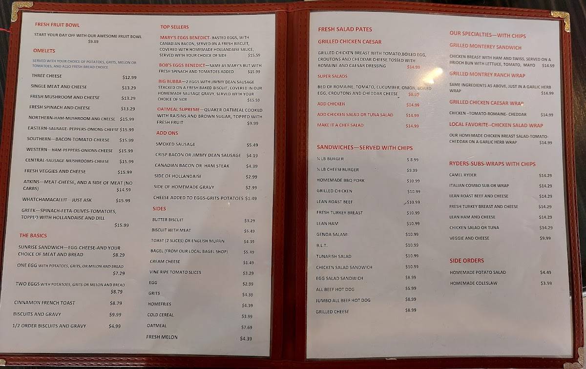 Menu at Harbor View Café cafe, St. Augustine