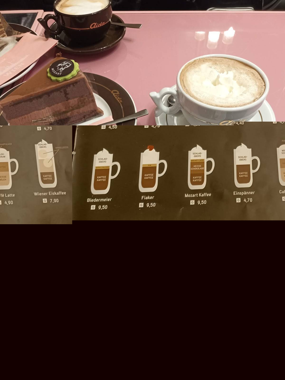 Speisekarte von Café-Konditorei Aida cafe, Wien, Opernring 7