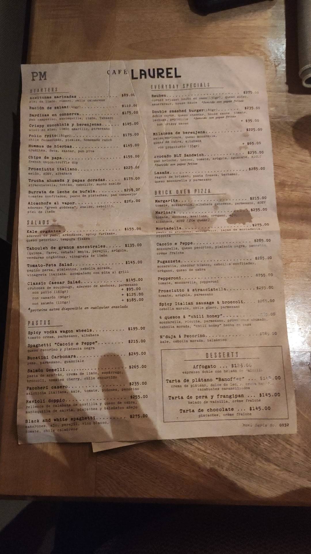 Carta de Café Laurel Arboleda, San Pedro Garza García