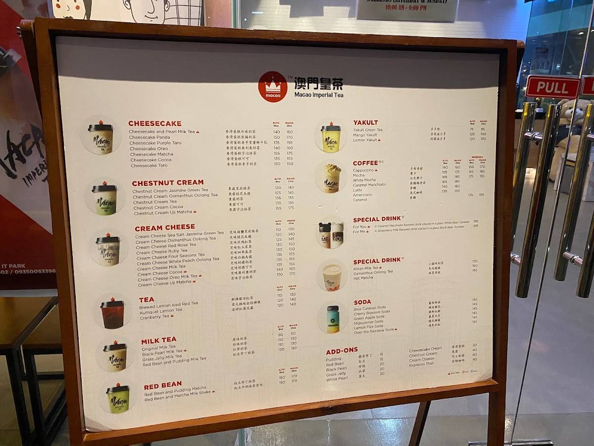 Carta del café Macao Imperial Tea- Mabuhay Tower, Cebú