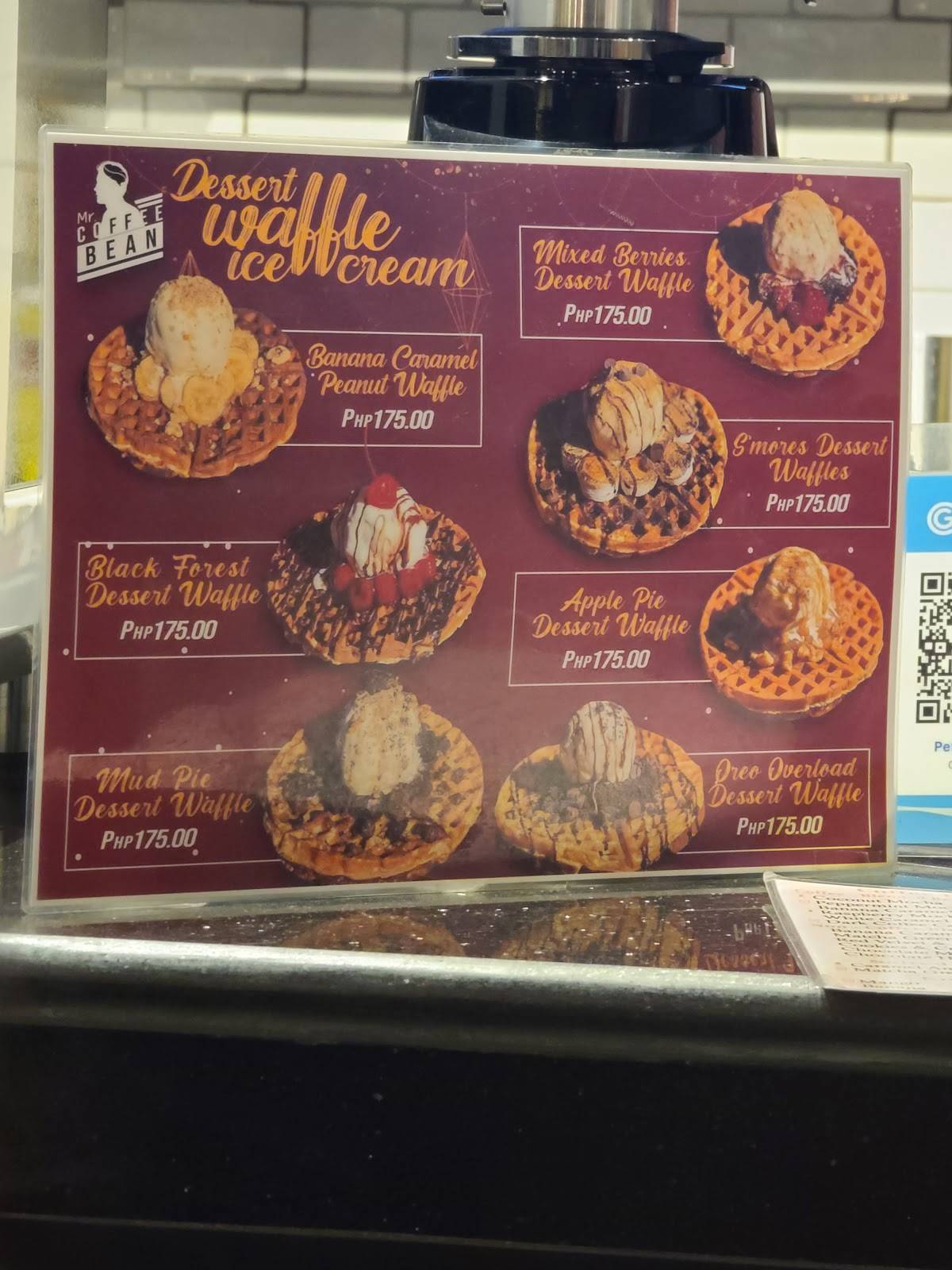 Menu at Mr. Coffee Bean cafe, Laoag City