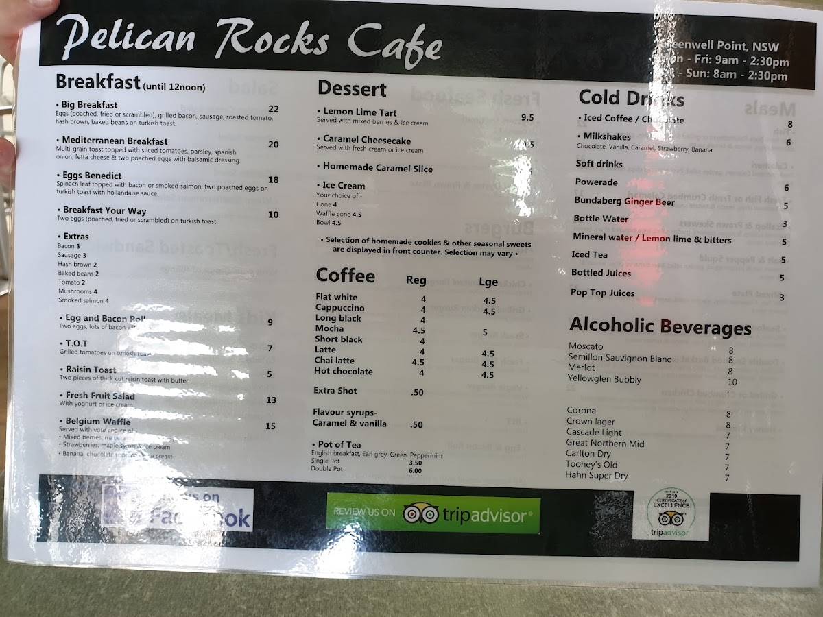 Menu at Pelican Rocks Seafood Restaurant & Cafe, Greenwell Point