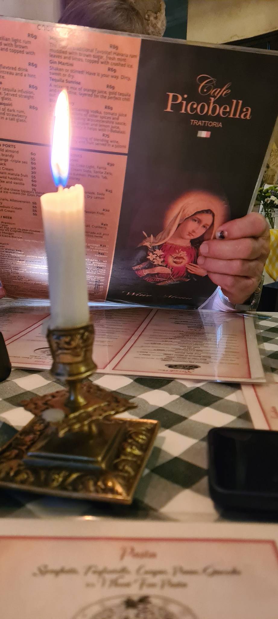 Menu at Cafe Picobella Trattoria, Johannesburg