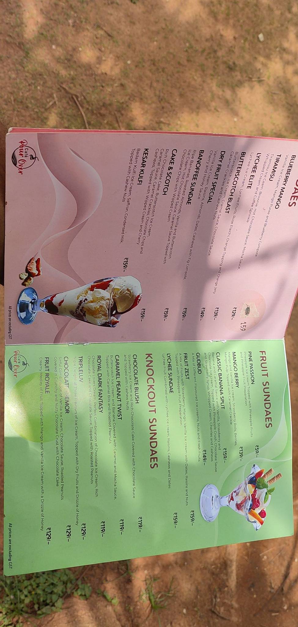 Menu at Cafe Pour Over, Bengaluru