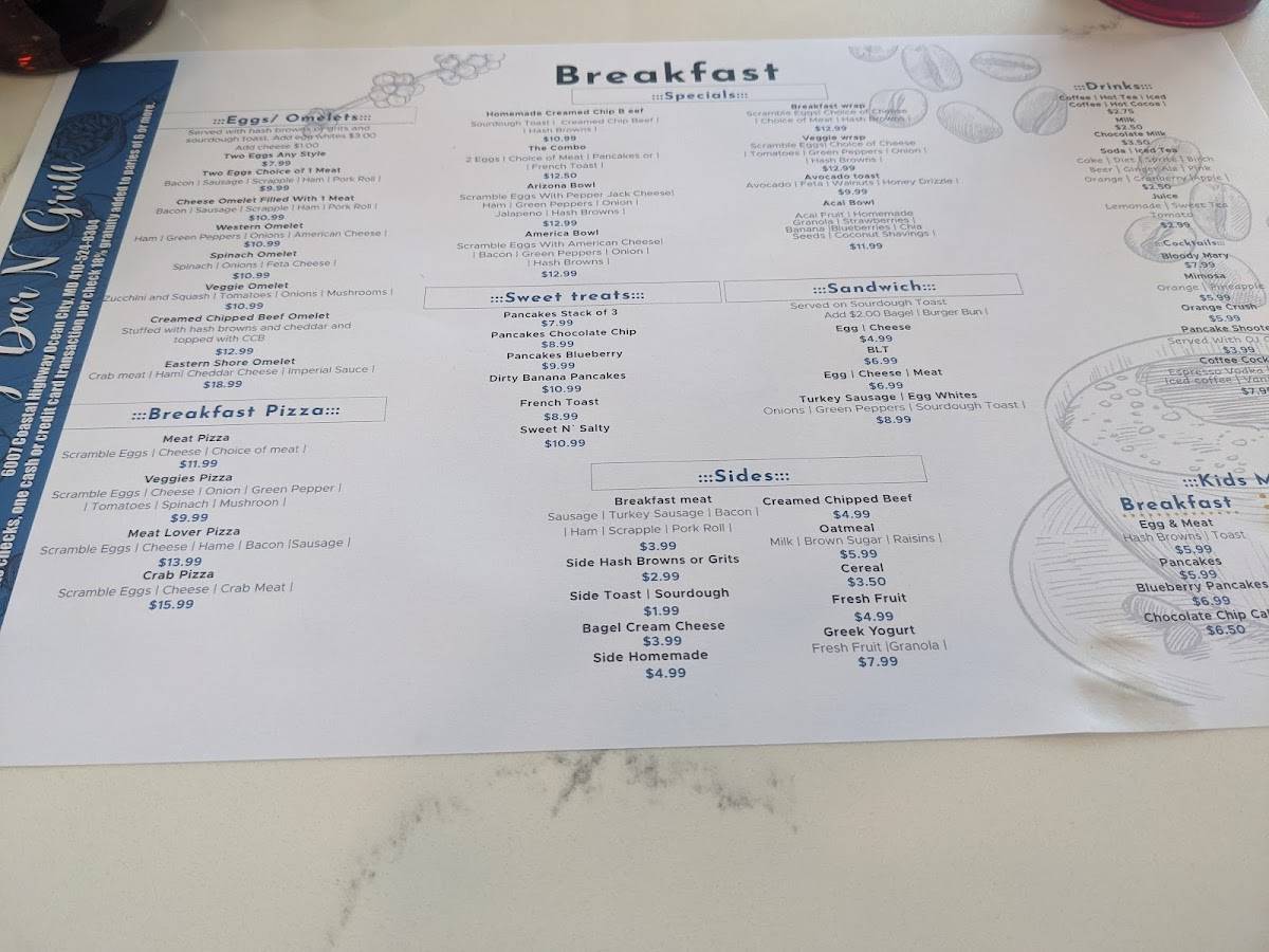 Menu at Sea Bay Cafe, Ocean City