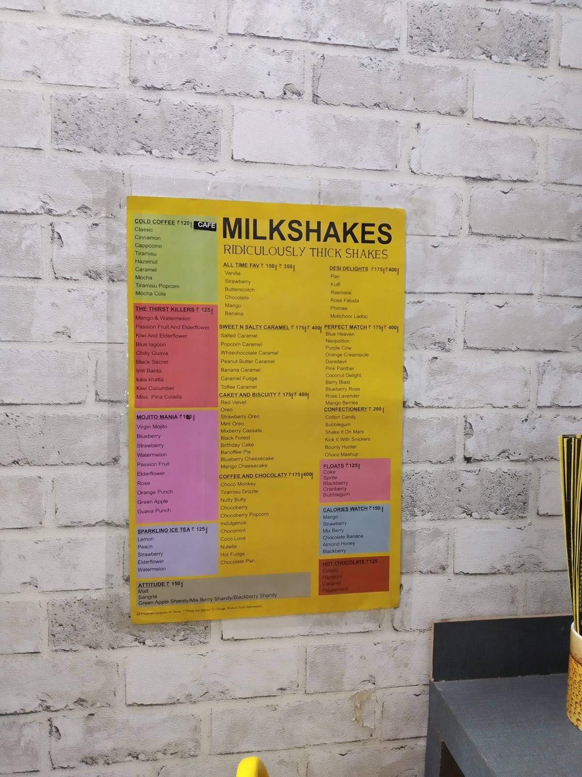 Menu at TasteTease, Cafe & Milkshake Bar, Delhi