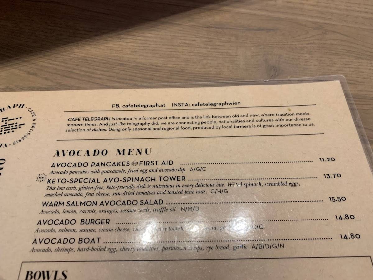 Carta de Café Telegraph, Viena
