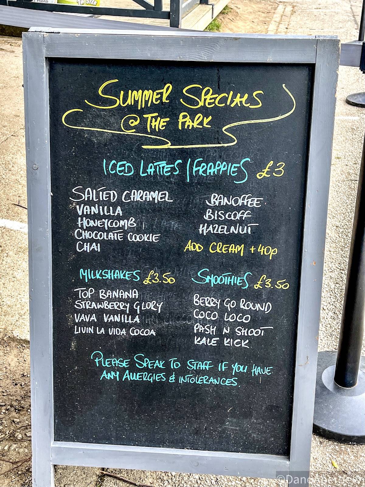 Menu at The Park Café cafe, Aberdeen, Hazlehead Park