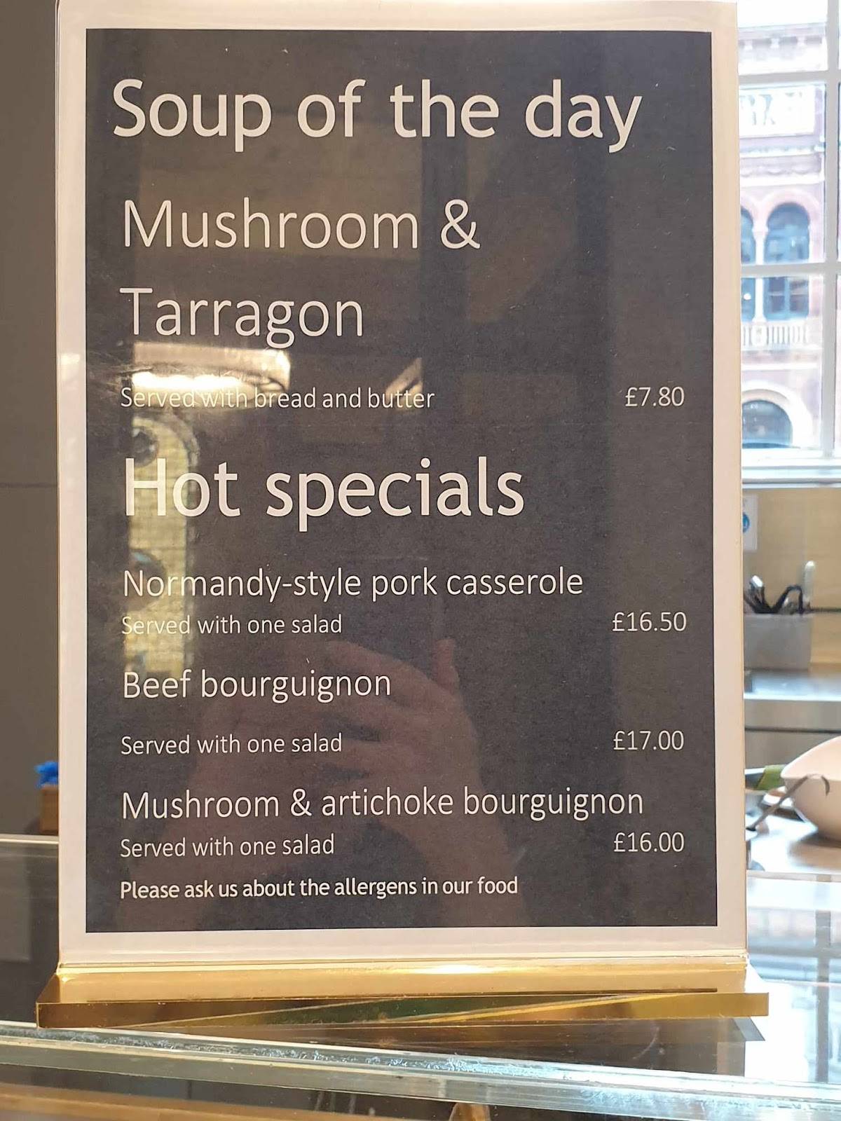 Menu at The V&A Cafe, London