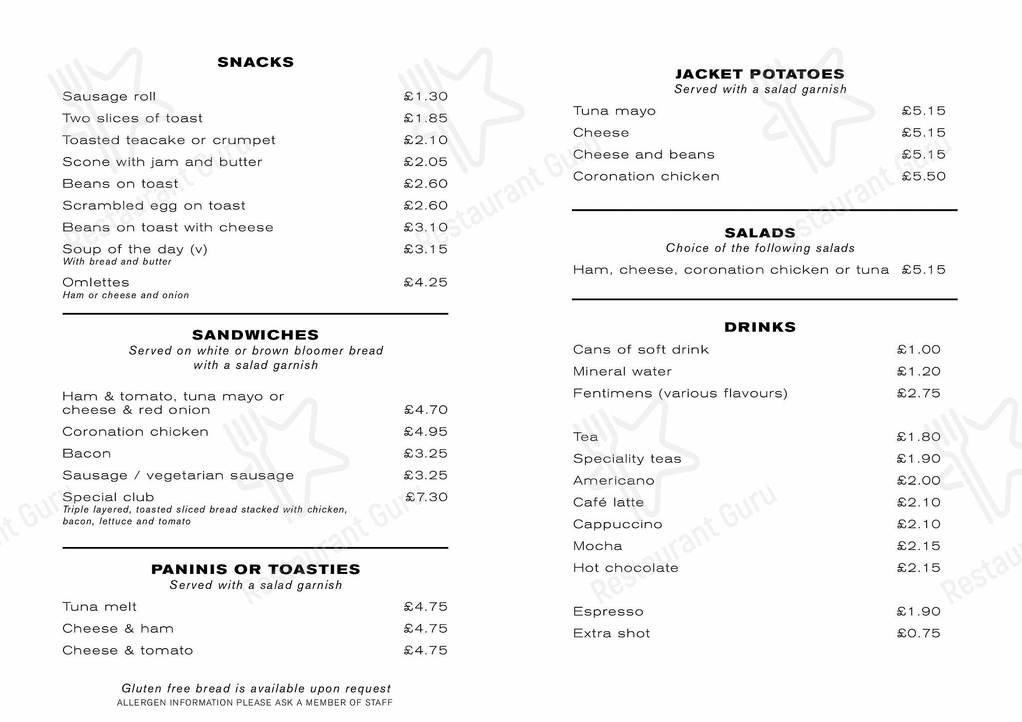 Menu at Venue Hull Central Library Cafe, Hull