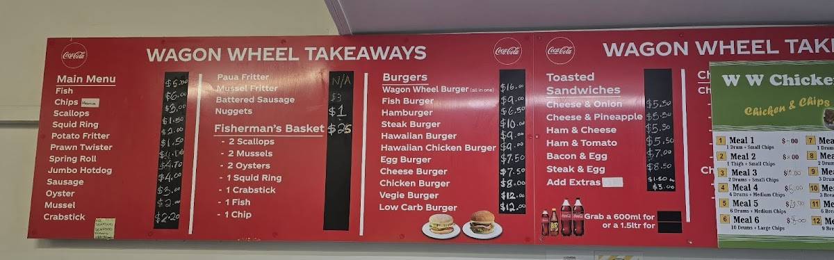 Menu at Wagon Wheel Lunch Bar, Morrinsville