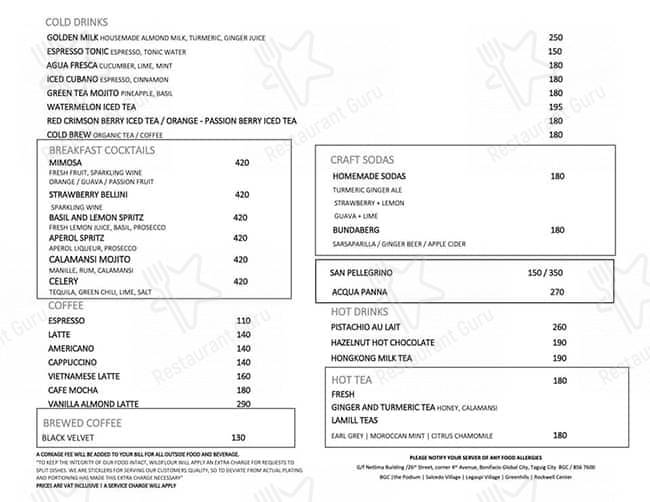 Menu at Wildflour Restaurant - BGC, Taguig, Ground Floor Six/NEO 4th Avenue