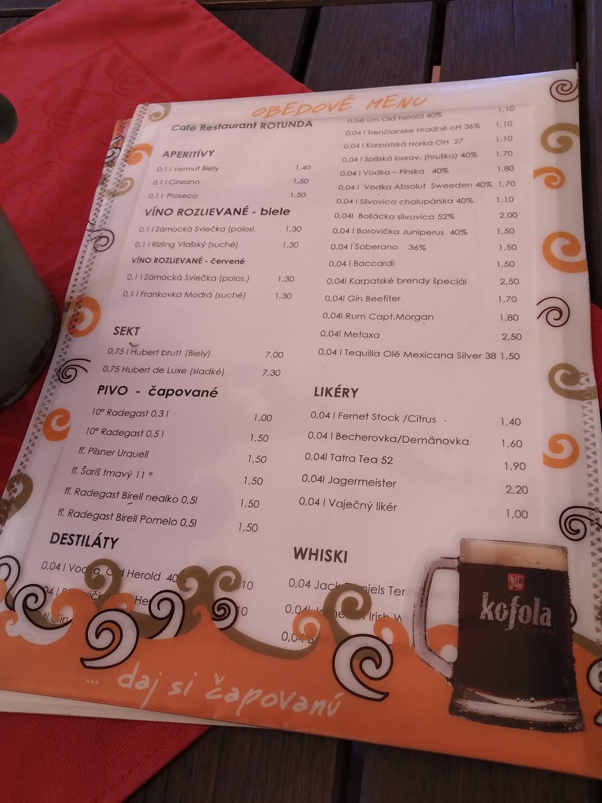 Speisekarte von Cafe restaurant Rotunda, Trenčín