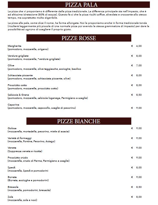 Menu da La Bakery, Sesto Calende